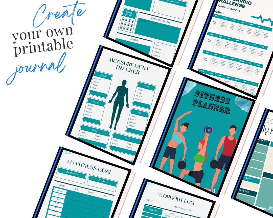 Fitness Planner Pages Editable in Canva Printable - Etsy