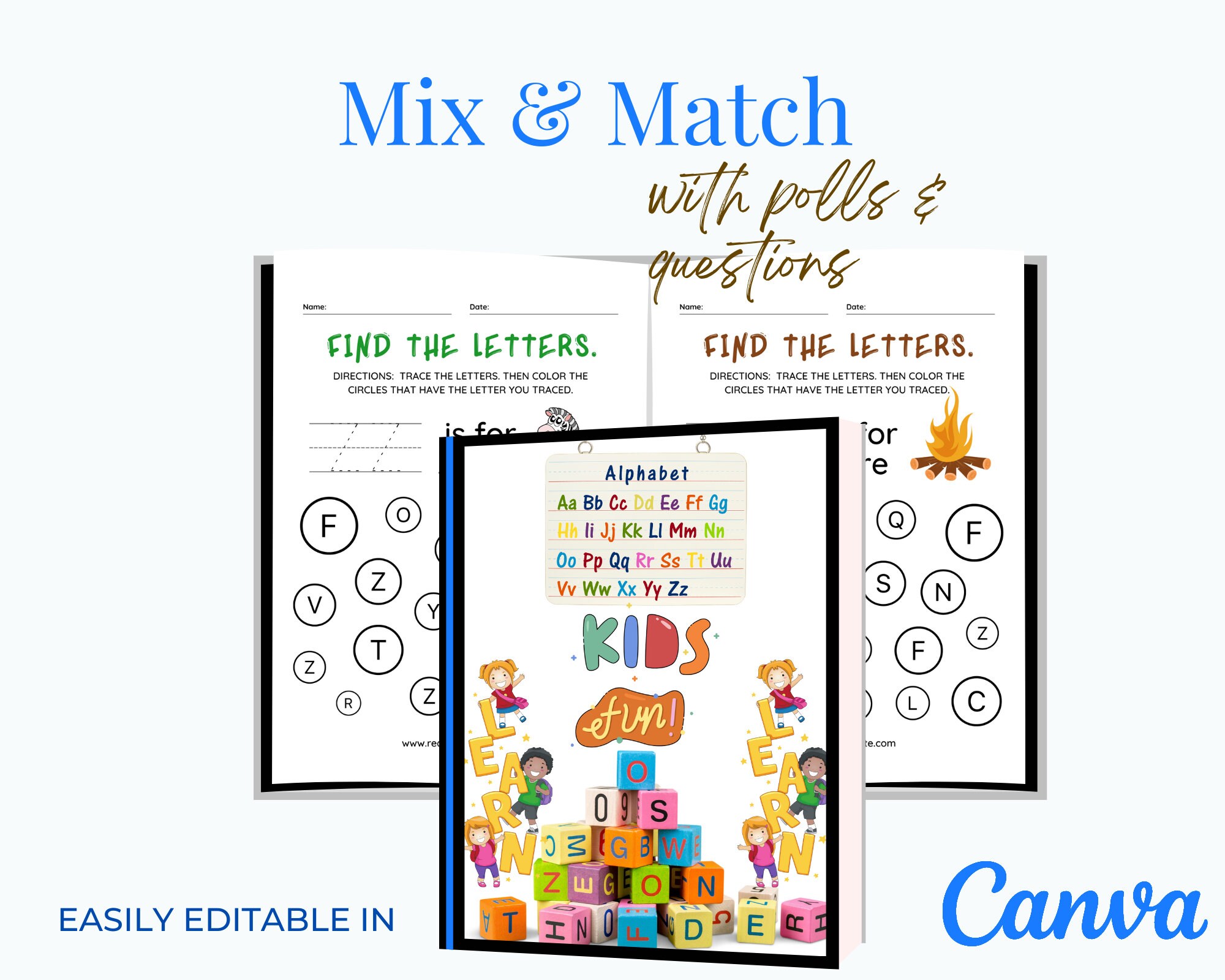 Kids Planner | Editable in Canva - Printable Kids Planner, Kids Log ...