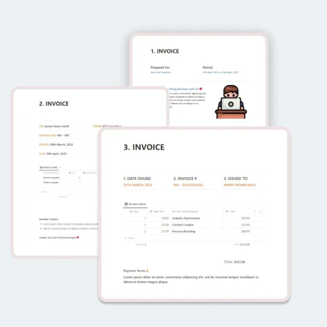 Notion Invoice Tracker Digital Productivity Planner Template for Notion - Etsy