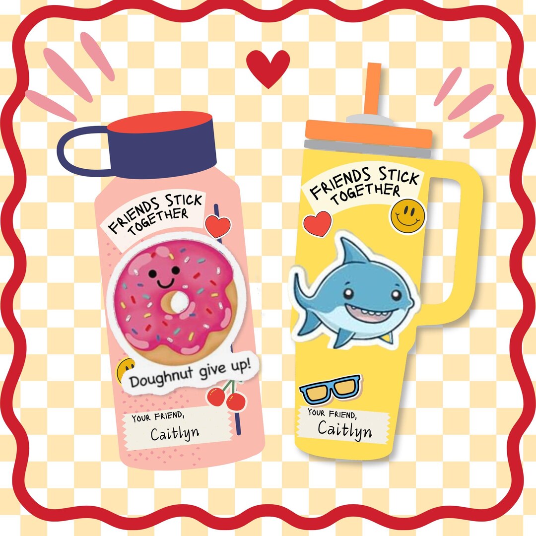 Water Bottle Thermos Tumbler Class Valentines, Sticker Valentine, Decal ...