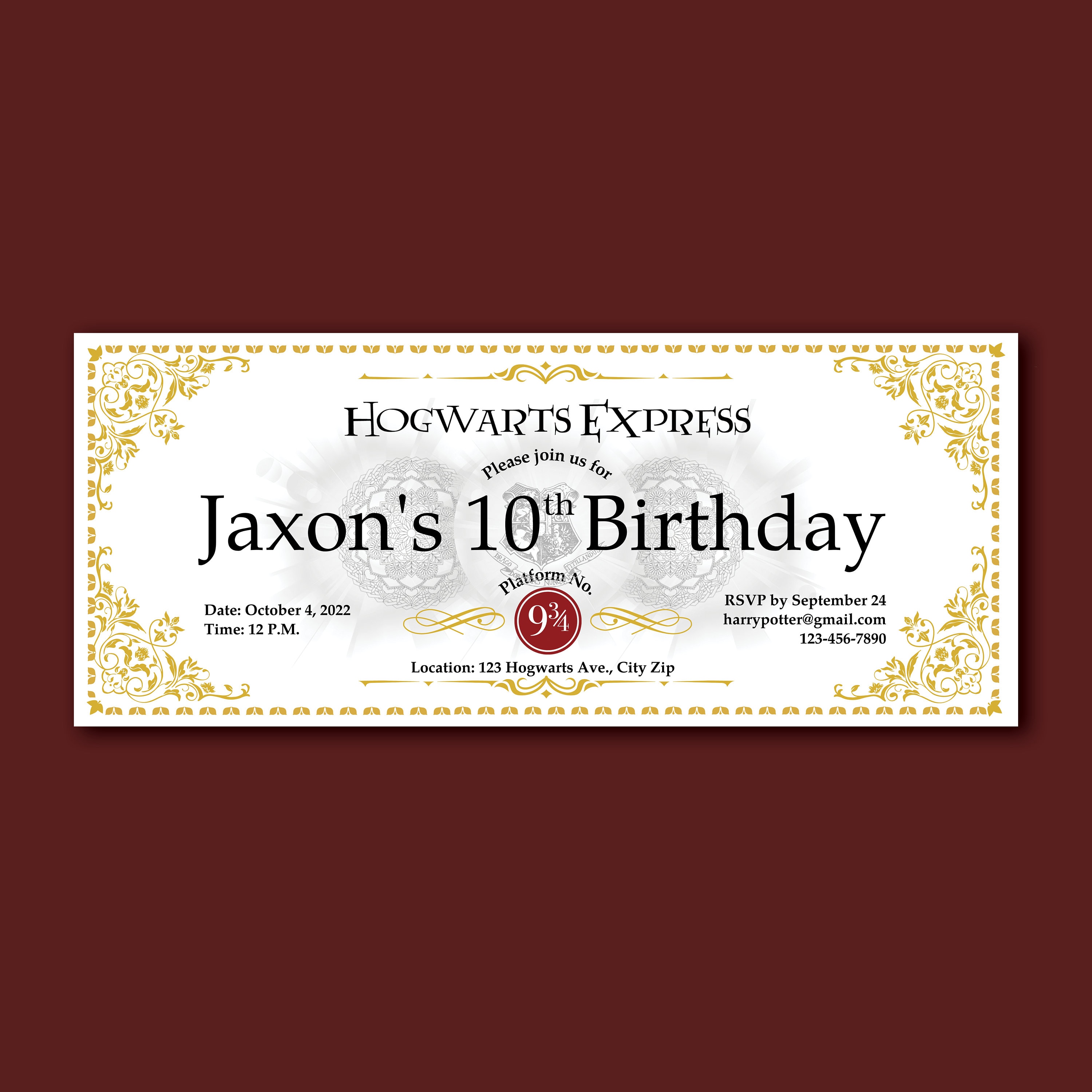Wizard Birthday Train Ticket Invite - EDITABLE Canva Template for Print ...