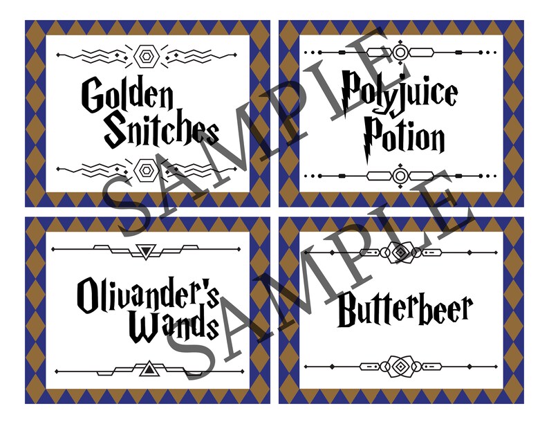 Wizard Birthday Party Food Labels DIGITAL DOWNLOAD Printable, Magic ...