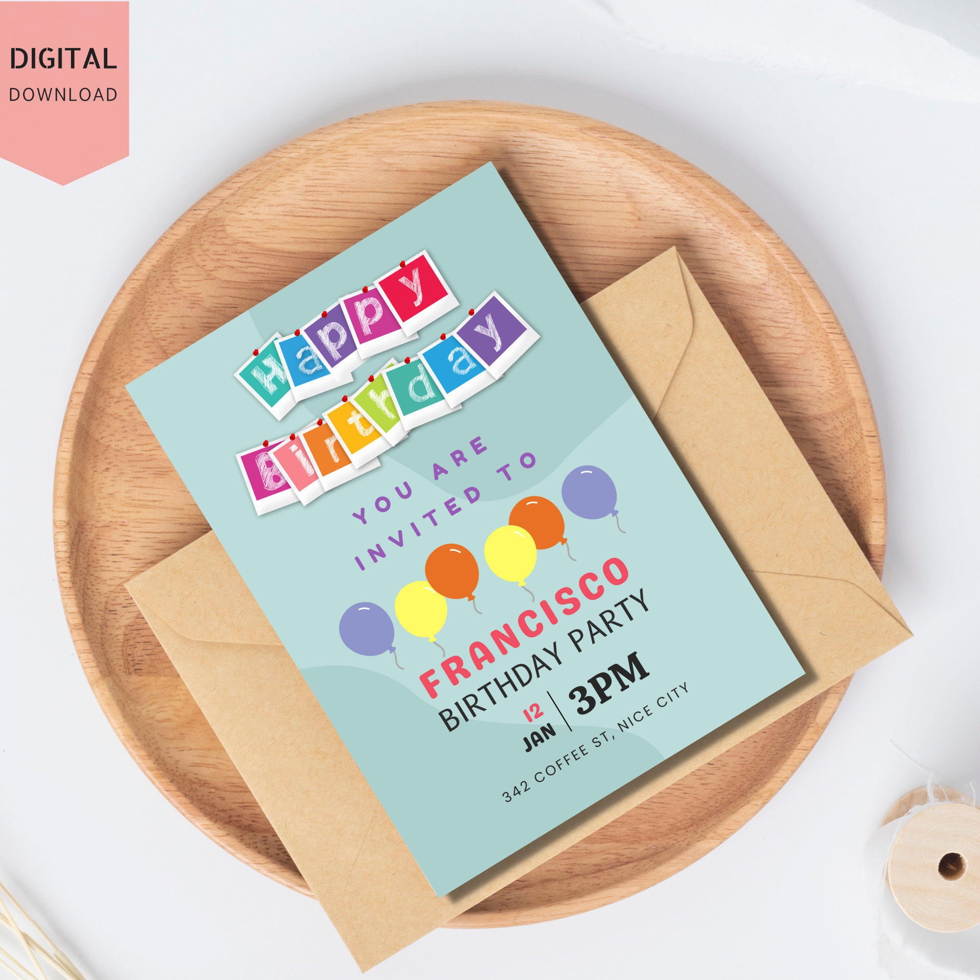 Editable Birthday Invitation Card, Digital Invitation, Birthday Party ...
