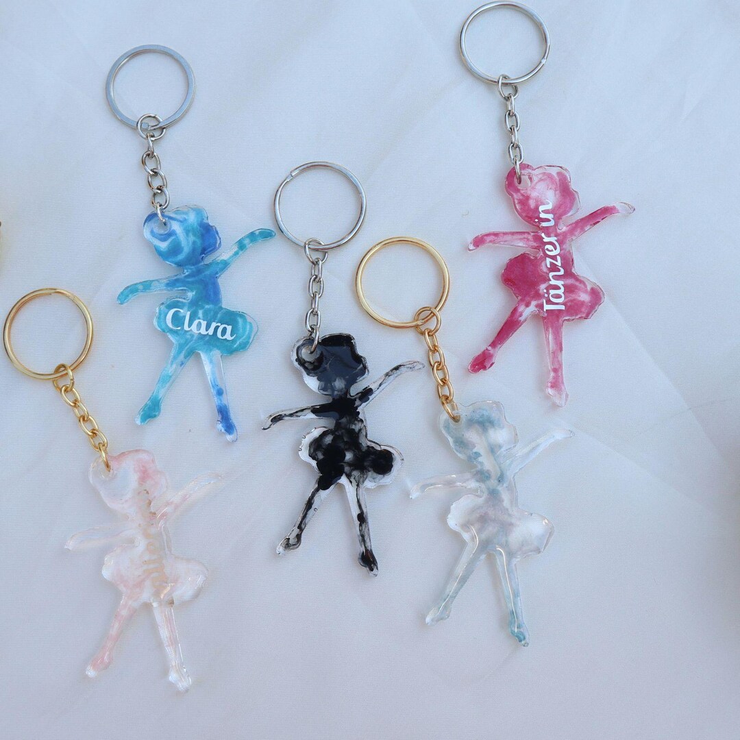 Ballerina Keychain Made of Epoxy Resin, Personalized Keychain With Name ...