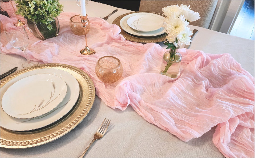 Light Pink Cheesecloth Table Runner 13ft Boho Gauze Fabric for Baby ...