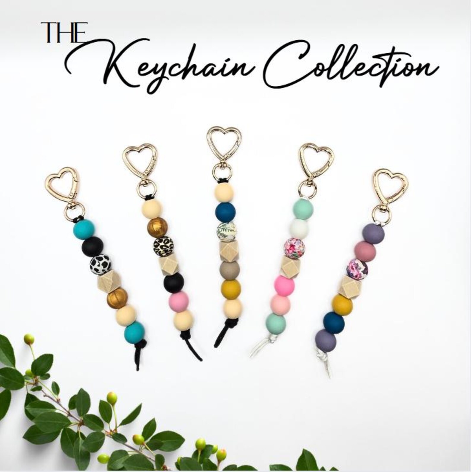 Silicon Bead Keychains With Heart Shaped Clasp This Beaded Keychain ...