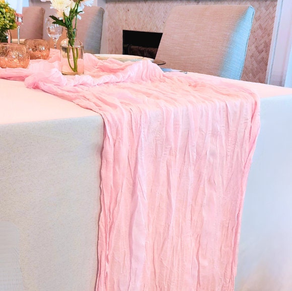 Light Pink Cheesecloth Table Runner 13ft Boho Gauze Fabric for Baby ...