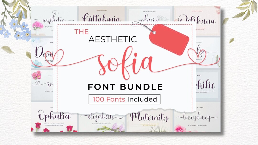 The Aesthetic Sofia Font Bundle, Handwritten Font, Wedding Font, Modern Font, Display Font ...