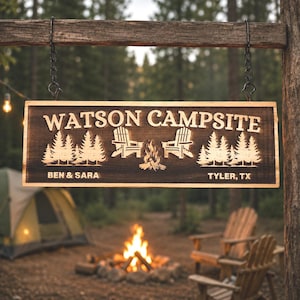 Custom Cedar Camping Sign – Personalized Family Name Camp Sign for ...