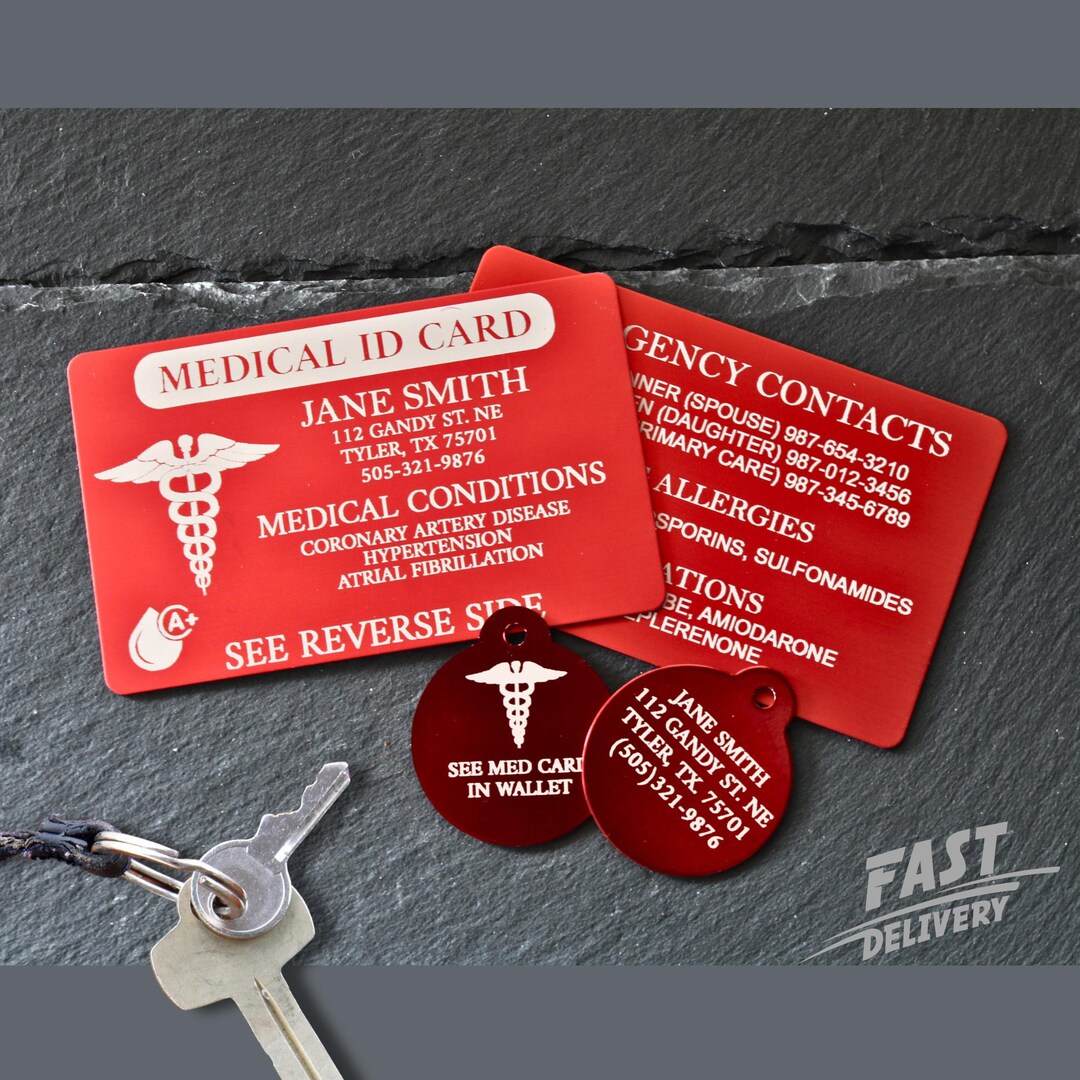 Medical Alert Tag & Medical ID Card Bundle, Emergency Medical Alert ...