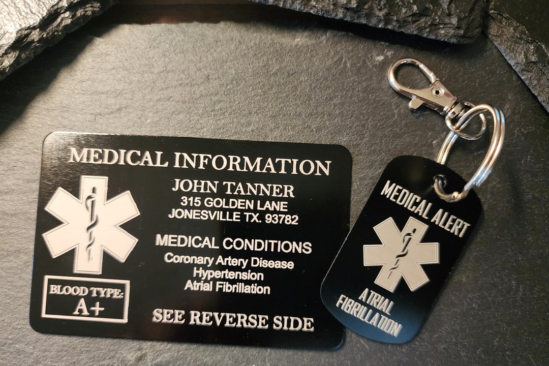Medical Alert Tag & Medical ID Card Bundle, Emergency Medical Alert ...