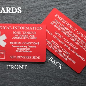 Medical Alert Tag & Medical ID Card Bundle, Emergency Medical Alert ...