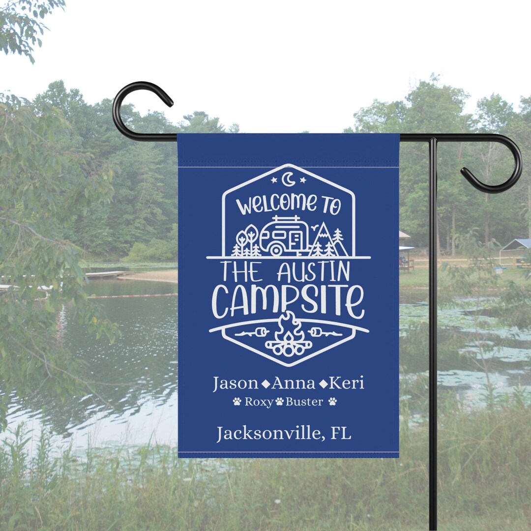 Personalized Campsite Flag, Custom RV Camping Flag, Family Name Camping ...