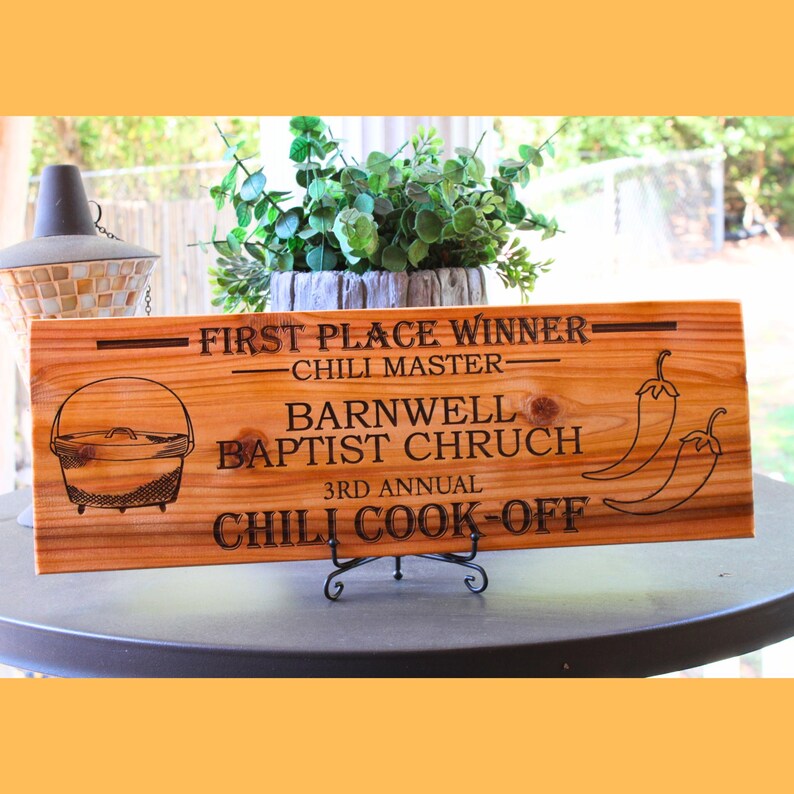 Chili Cook-off Award, Food Competition Plaque, Cooking Champion Prize ...