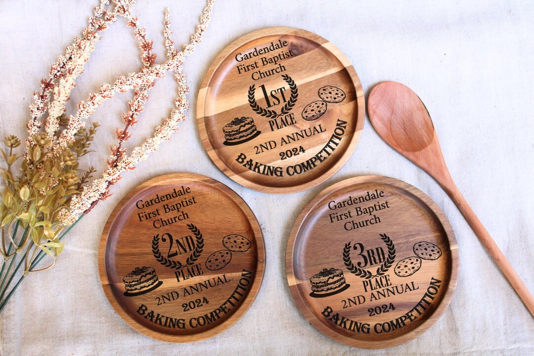 Personalized Baking Competition Award Plates – Custom Engraved Wood ...