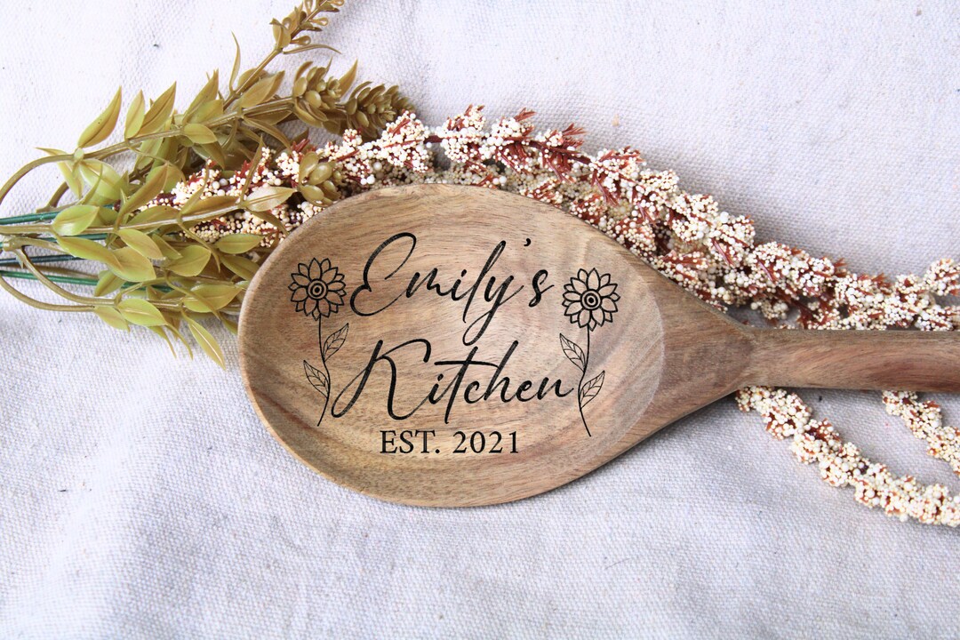 Custom Engraved Wood Stirring Spoon, Large Wood Spoon, Dad Gifts, Mom ...