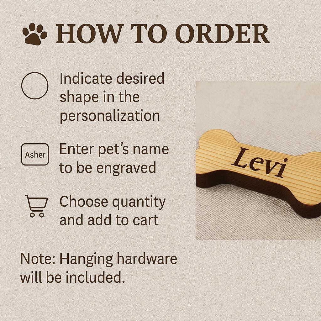 Personalized Wooden Dog Bone Name Tag – Camping Sign Add-on, Rustic Dog ...