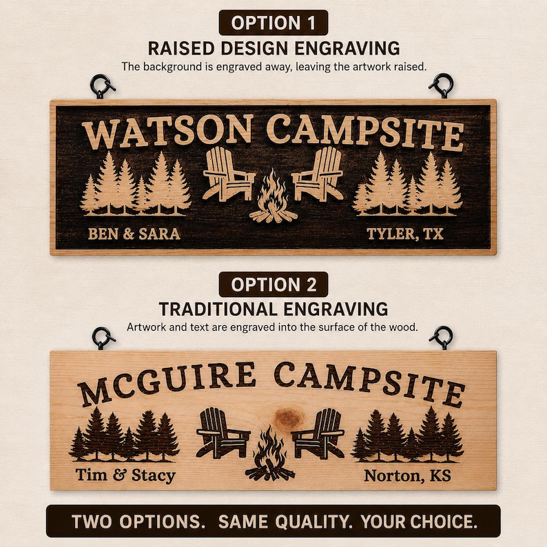 Custom Cedar Camping Sign – Personalized Family Name Camp Sign for ...