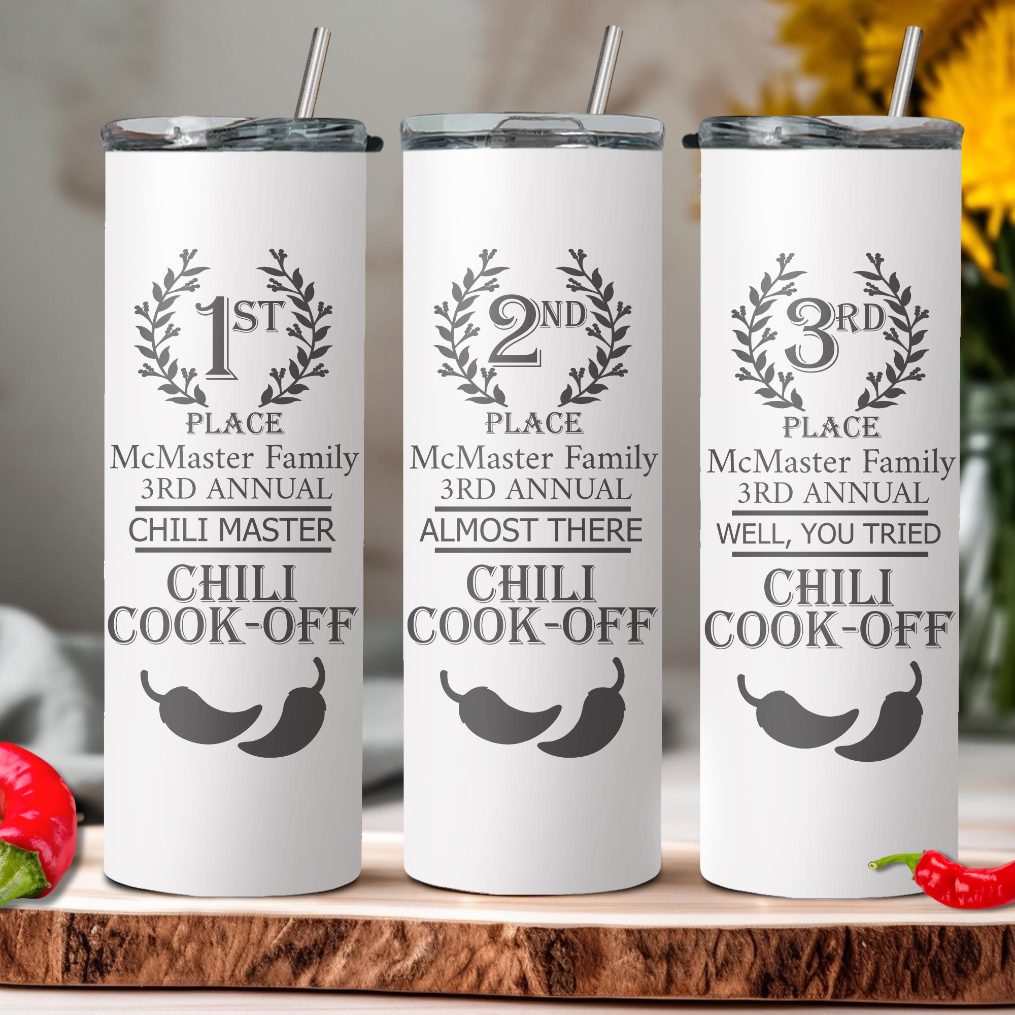 Chili Cook-off Award, Personalized Tumbler for Chili Competition ...