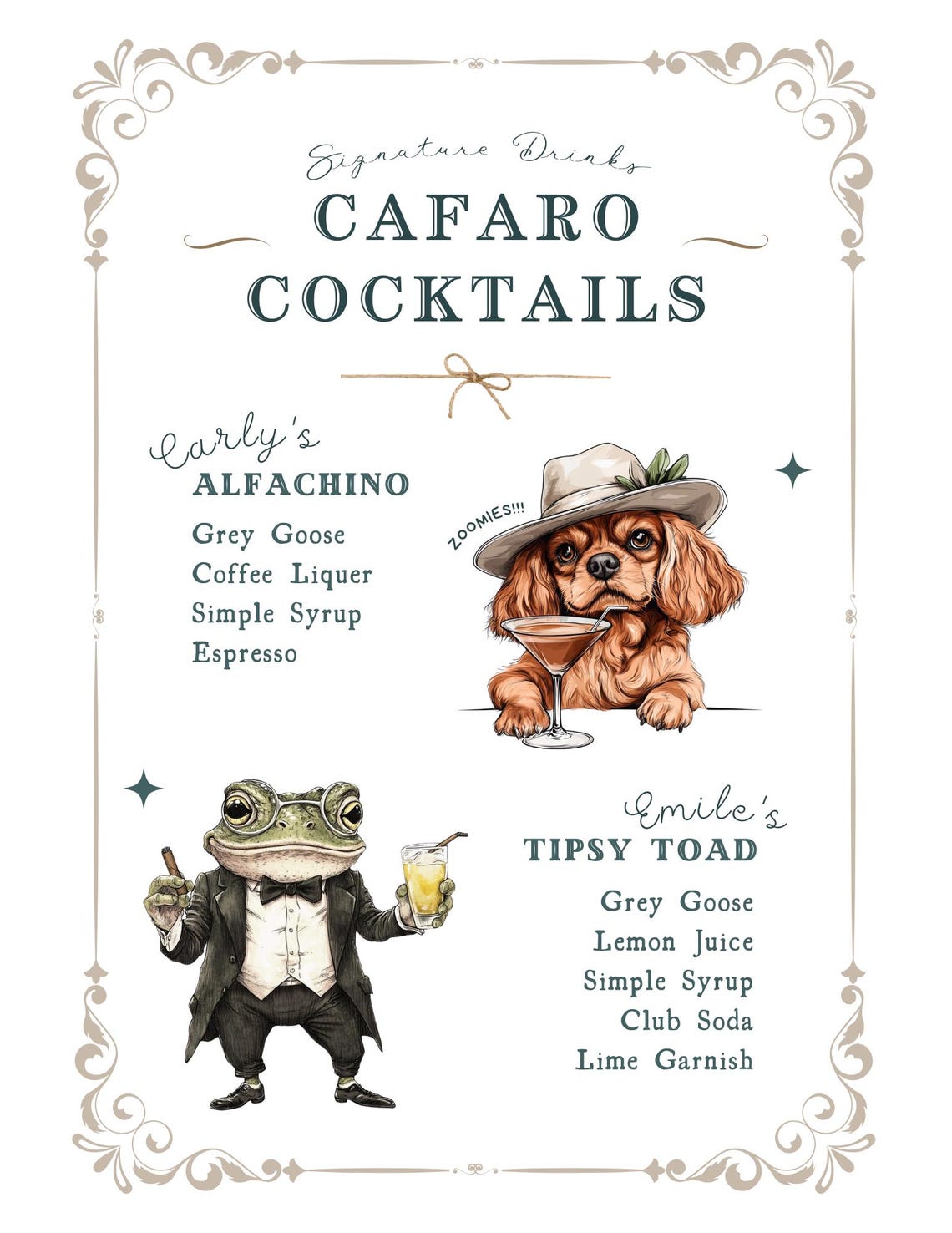 Custom Cocktail Menu Featuring YOUR Pet! - Etsy