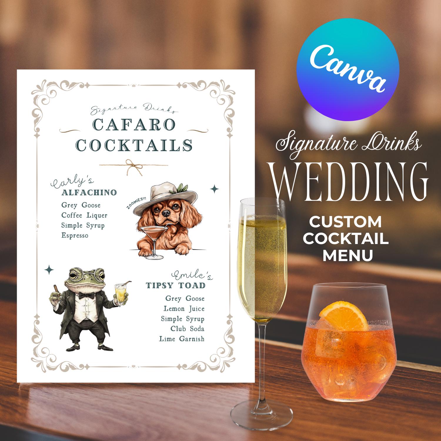Custom Cocktail Menu Featuring YOUR Pet! - Etsy