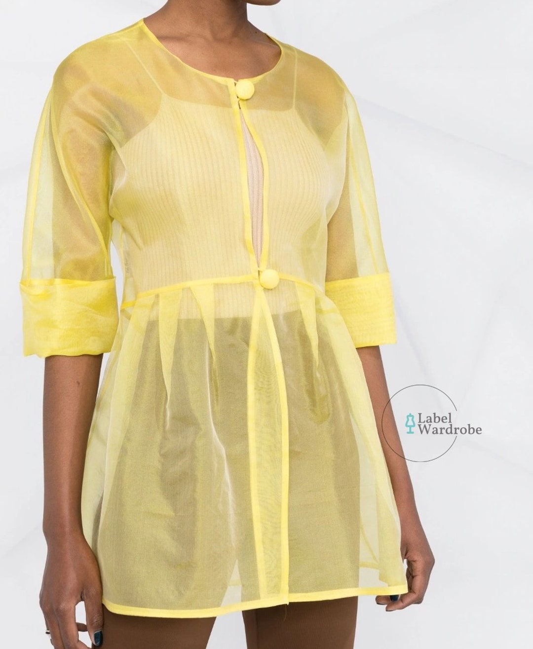 Classic Sheer Organza Jacket Overlay Shirt Blouse. Transparent Jacket ...