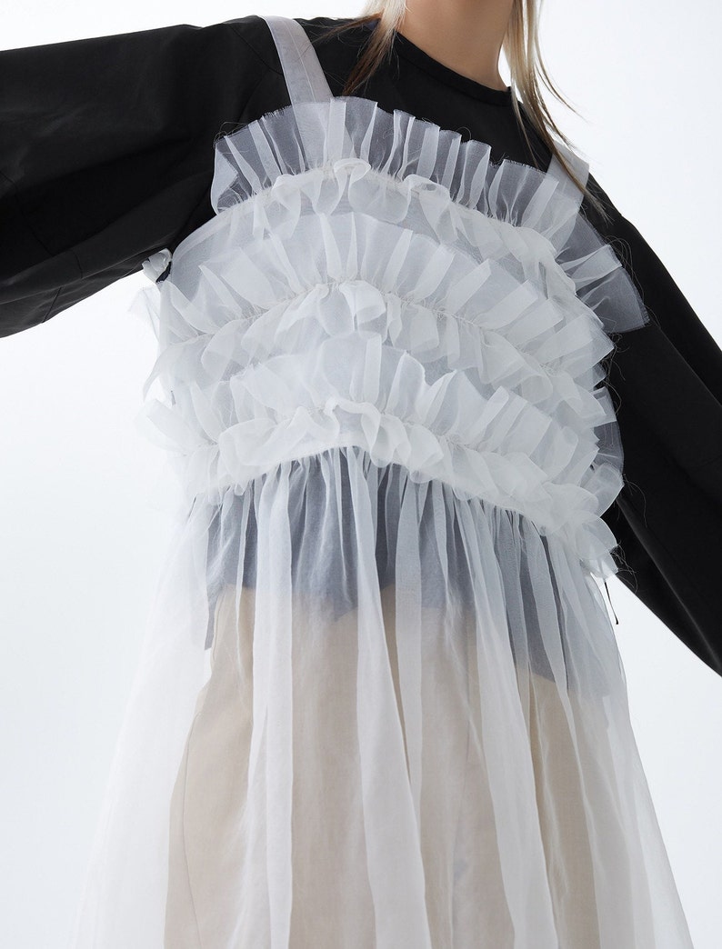 Organza Sleeveless Ruffle Sheer Cover Up,organza Dress/sheer Dress,puff ...