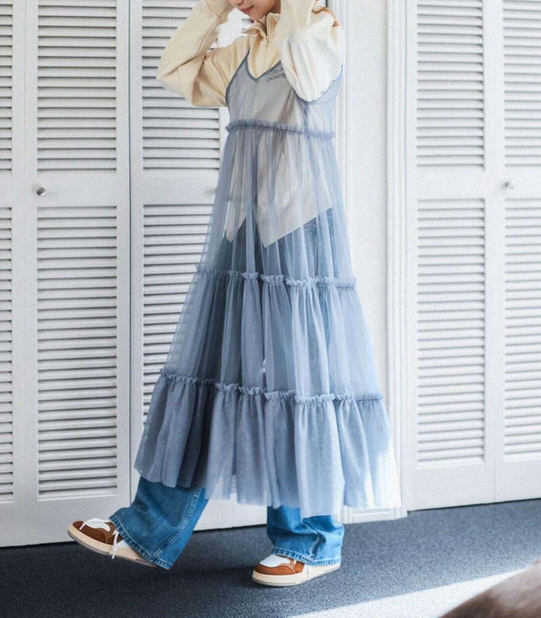Sheer Mesh Layered Drape Dress Cover Up/tulle Cover Overlay/ Tulle ...
