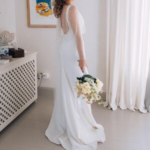 Sheer Tulle Pearl Topper With Long Sleeves.modern Bridal Top ...