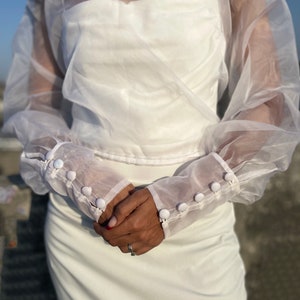 Wedding Cover Up/organza Cover up With Covered Buttons Puffy Sleeve for ...