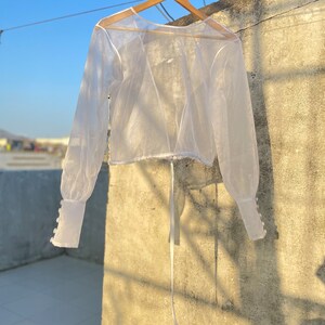 Wedding Cover Up/organza Cover up With Covered Buttons Puffy Sleeve for ...