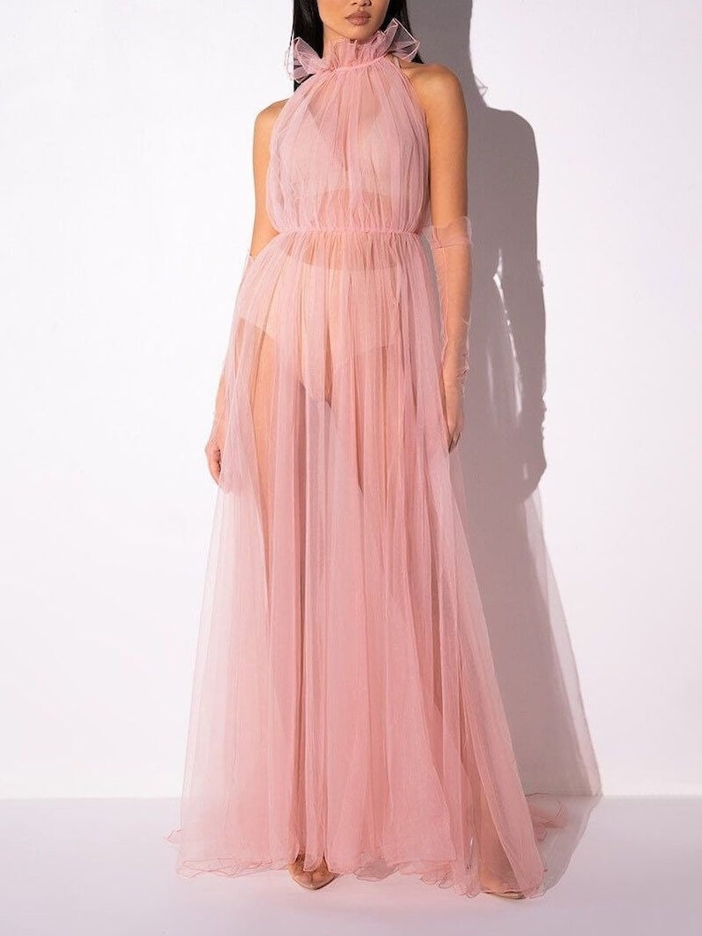 Tulle Sheer Maxi Dress - Etsy Tulle Sheer Maxi Dress - Etsy
