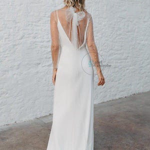 Sheer Tulle Pearl Topper With Long Sleeves.modern Bridal Top ...