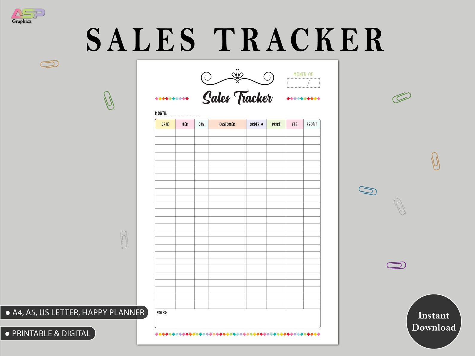Monthly Sales Tracker Printable | Small Business Organizer (PDF) - Etsy