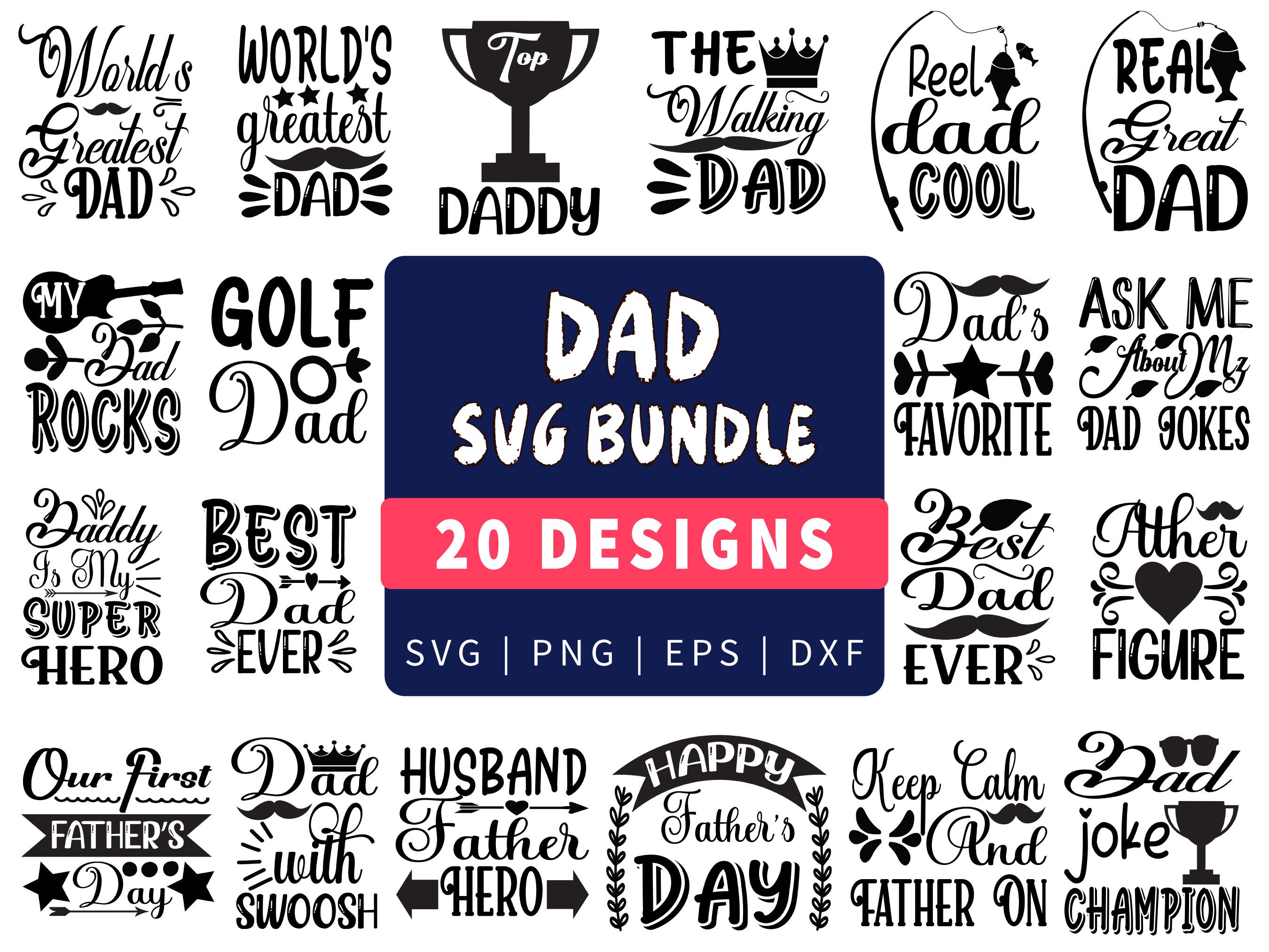 Best Dad Ever SVG Bundle Top Daddy Svg Bundle Dad Vibes - Etsy