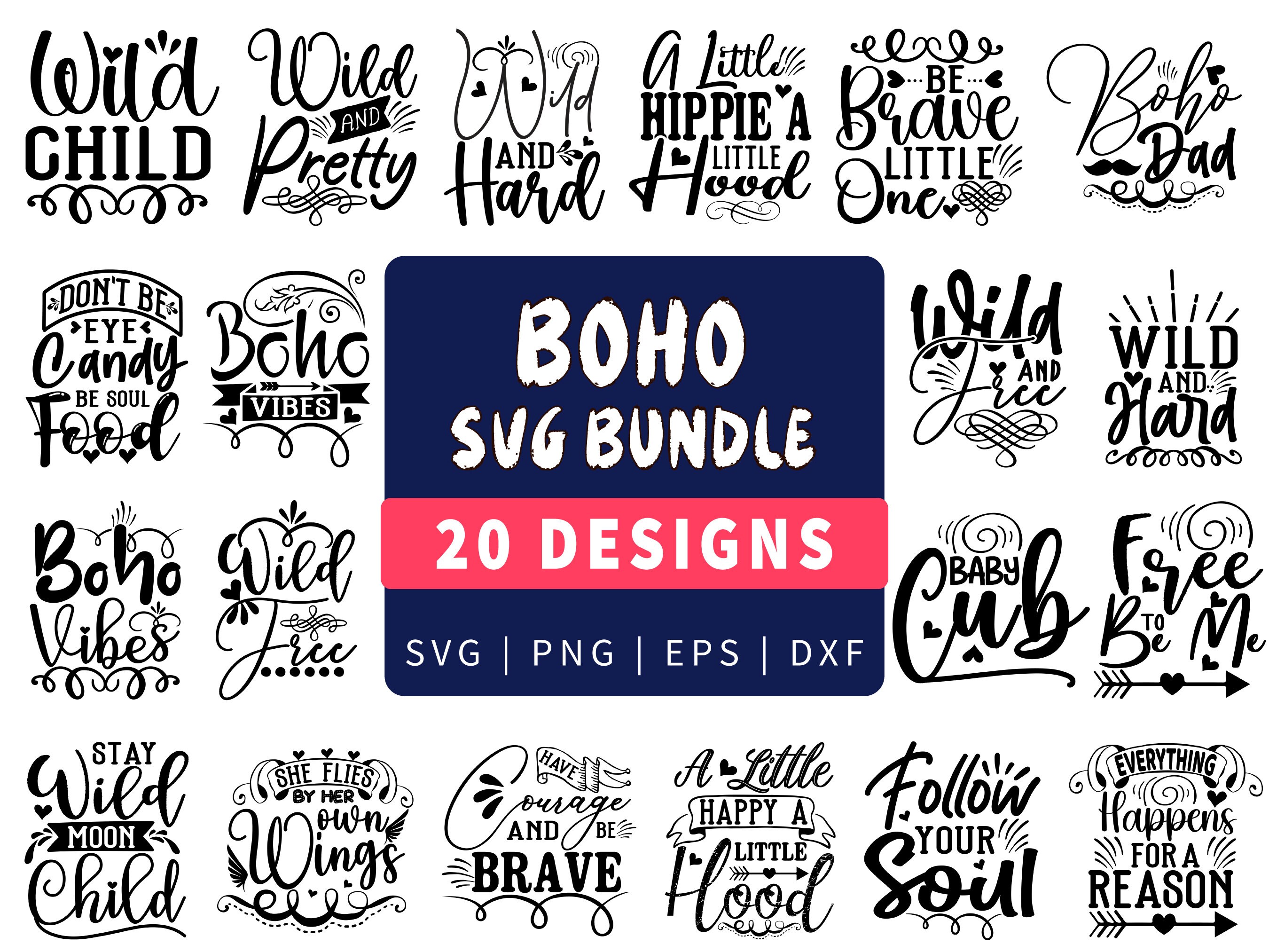 Boho Inspirational SVG Bundle Motivational SVG Positive - Etsy