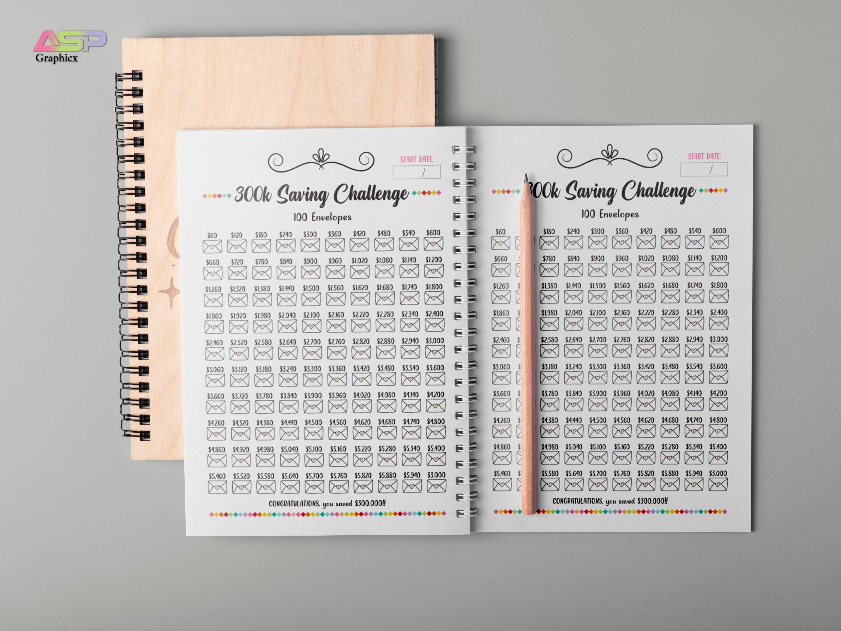 300K 100 ENVELOPE CHALLENGE Printable | 300,000 Saving Tracker | 300K ...