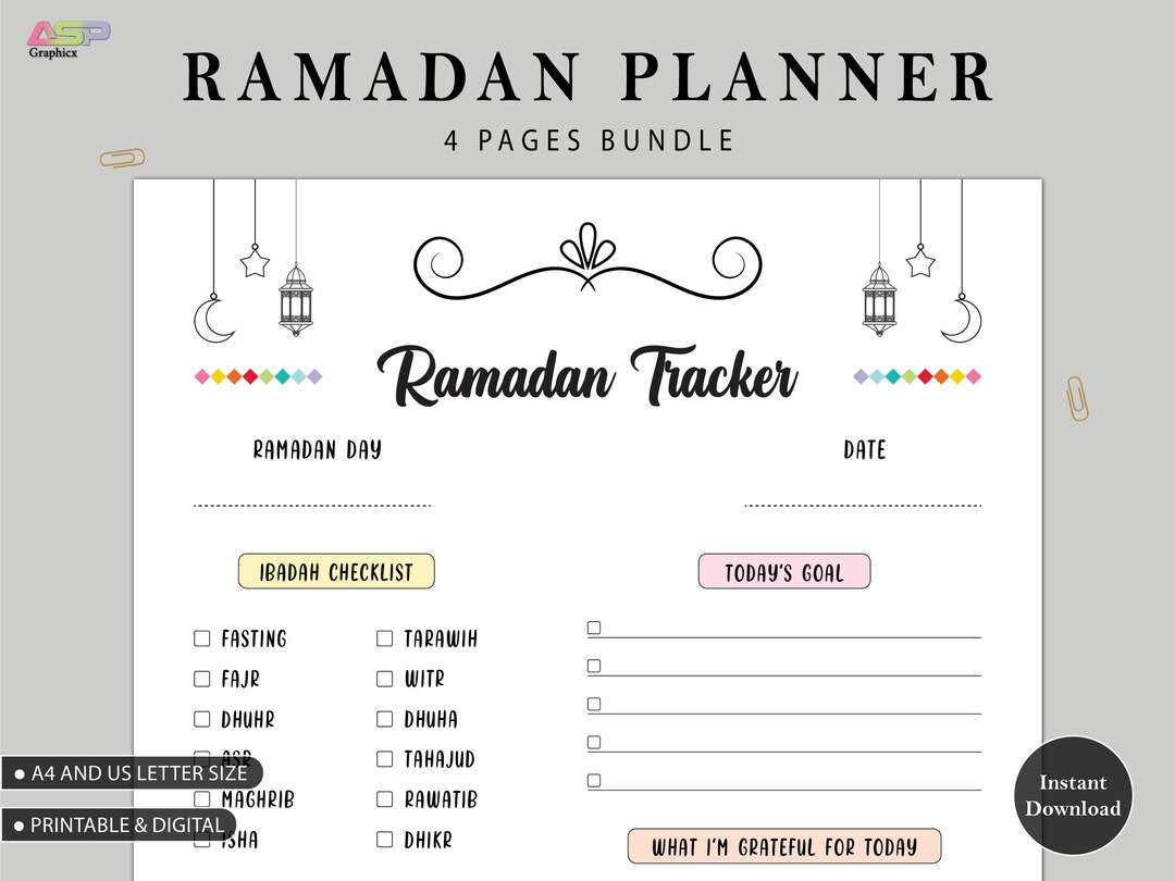 Ramadan Planner 2023 | Ramadan Meal Planner | Tarawih Tracker Printable ...