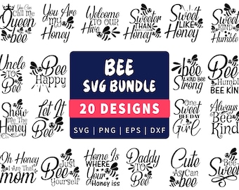 Bee Svg Hand Lettered Bundle | Bee Kind Svg | Bee Happy Svg | Bee ...