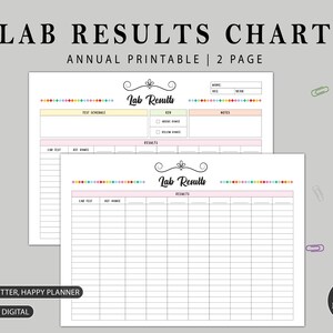 Medical Lab Test Results Chart | Printable Chart to Monitor Blood Test ...