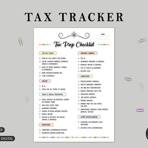 Tax Prep Checklist Tracker Printable | Tax Prep 2023 | Tax Tracker ...