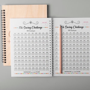 75K 100 ENVELOPE CHALLENGE Printable | 75,000 Saving Tracker | 75K ...
