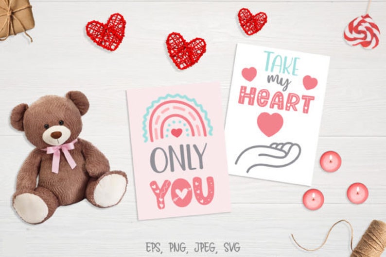 VALENTINE CARD BUNDLE, 20 Designs, Card Bundle, Valentines Svg Bundle ...