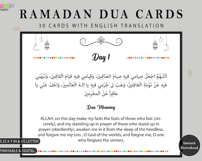 Dua Cards | 30 Duas for 30 Days | Ramadan Dua Card Set | Prayer Cards ...