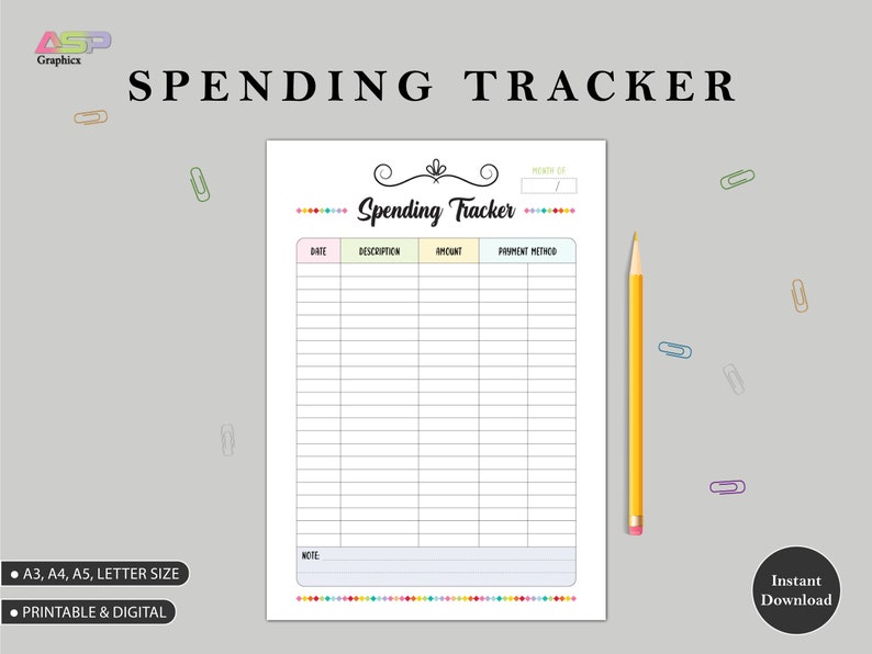 Spending Tracker Printable Expense Tracker Spending - Etsy