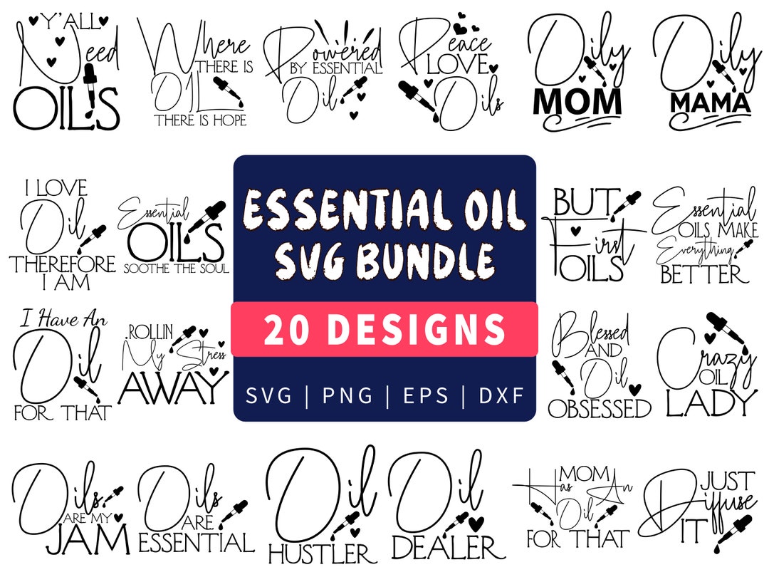 Essential Oils SVG Bundle | Oil Therapy SVG Cut Files | Commercial Use ...