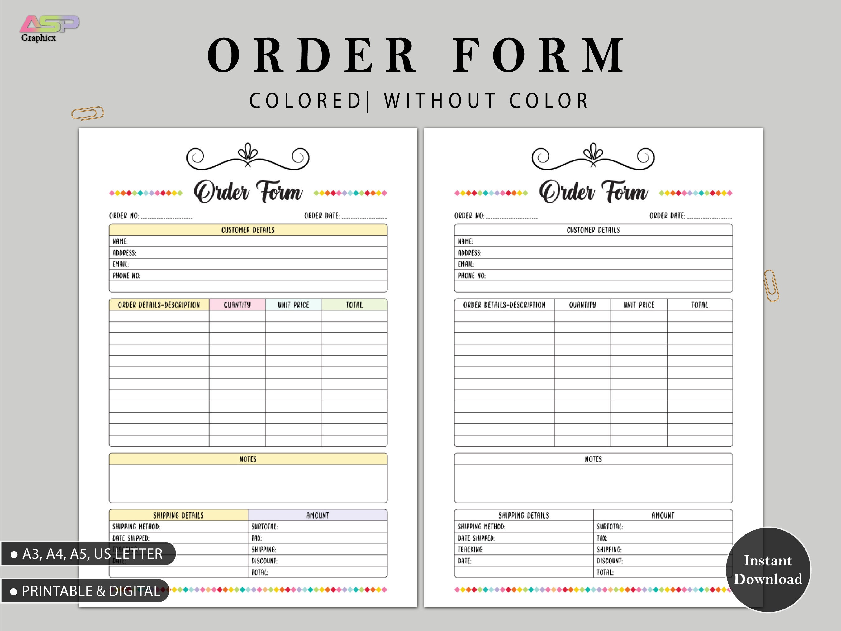 Order Form Printable Track Business Order Template Order - Etsy