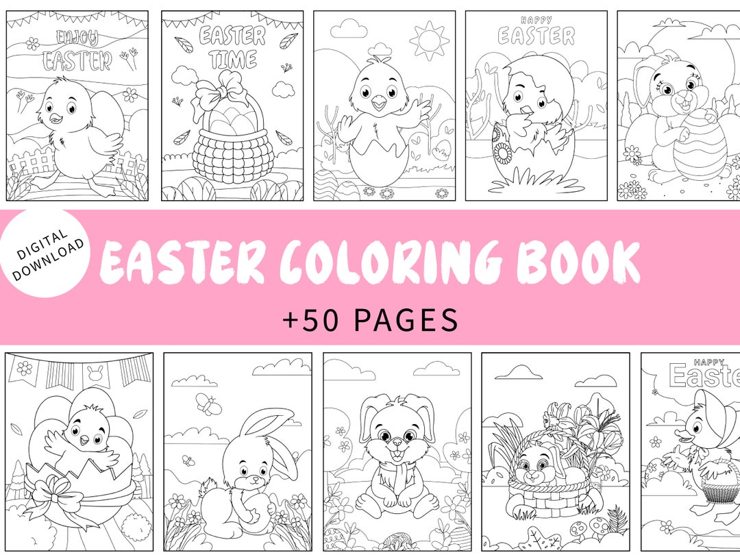 Happy Easter Coloring Pages | 50 Pages Easter Coloring Book | Kids ...
