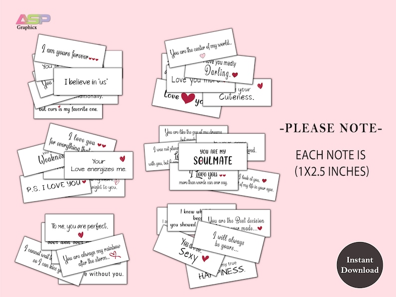 Printable Love Notes Romantic Mini Cards for Husband - Etsy