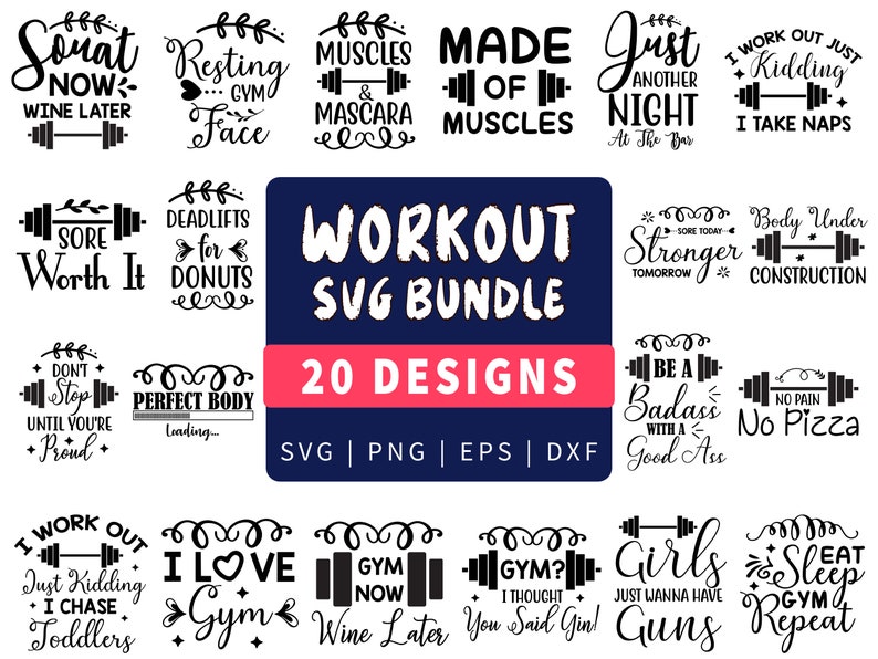 Workout SVG Bundle Fitness Svg Gym Svg Funny Workout Svg - Etsy